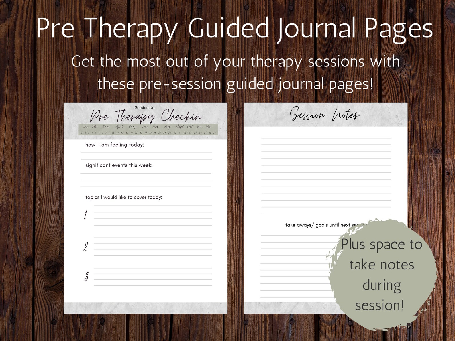 Pre Therapy Guided Journal Page, Therapy Session Notes, Mental Health ...