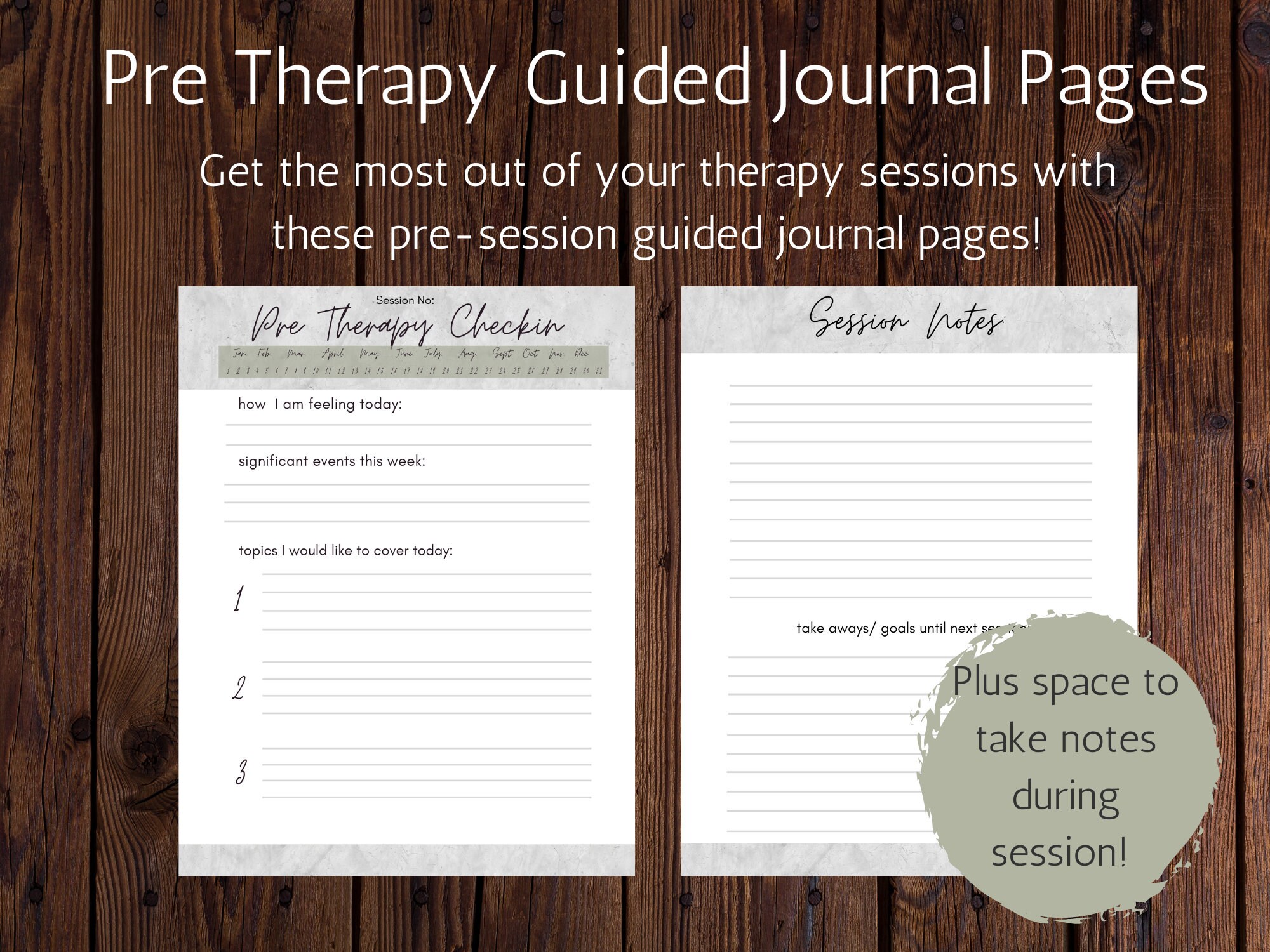 Pre- Therapy Guided Journal Page, Therapy Session Notes, Mental Health ...