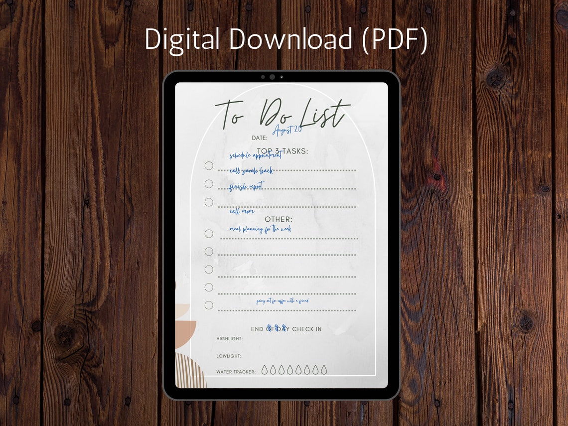 Mindful Daily To-do List, Digital Journal, Instant Download, Printable ...