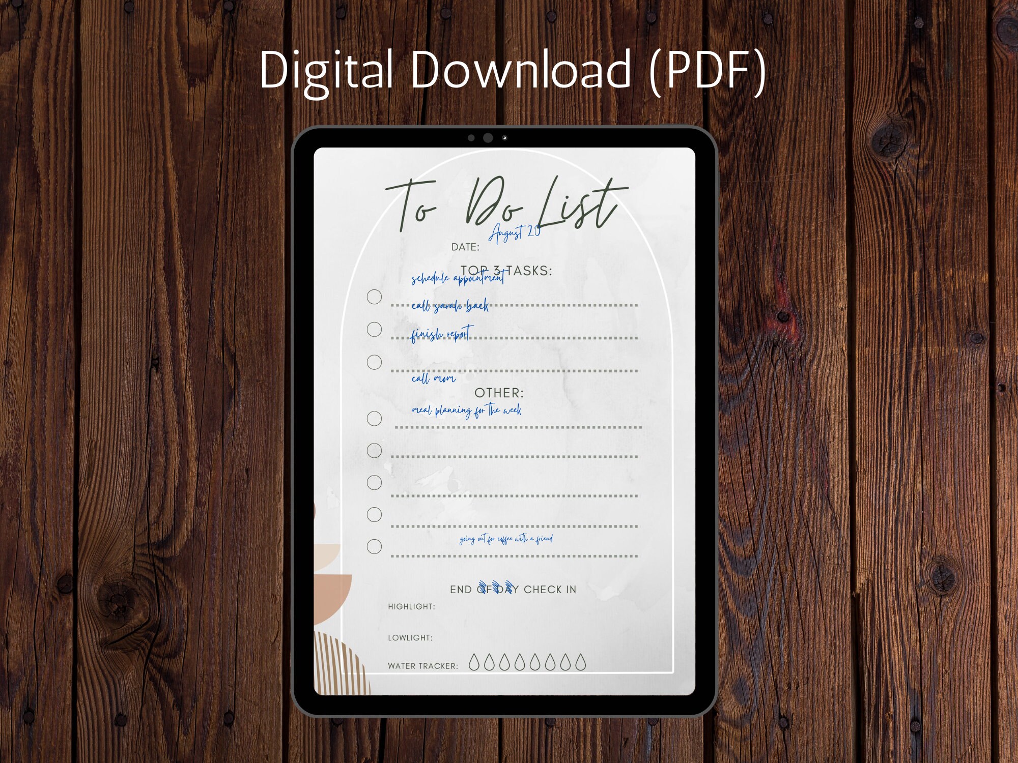 Mindful Daily To-do List, Digital Journal, Instant Download, Printable ...