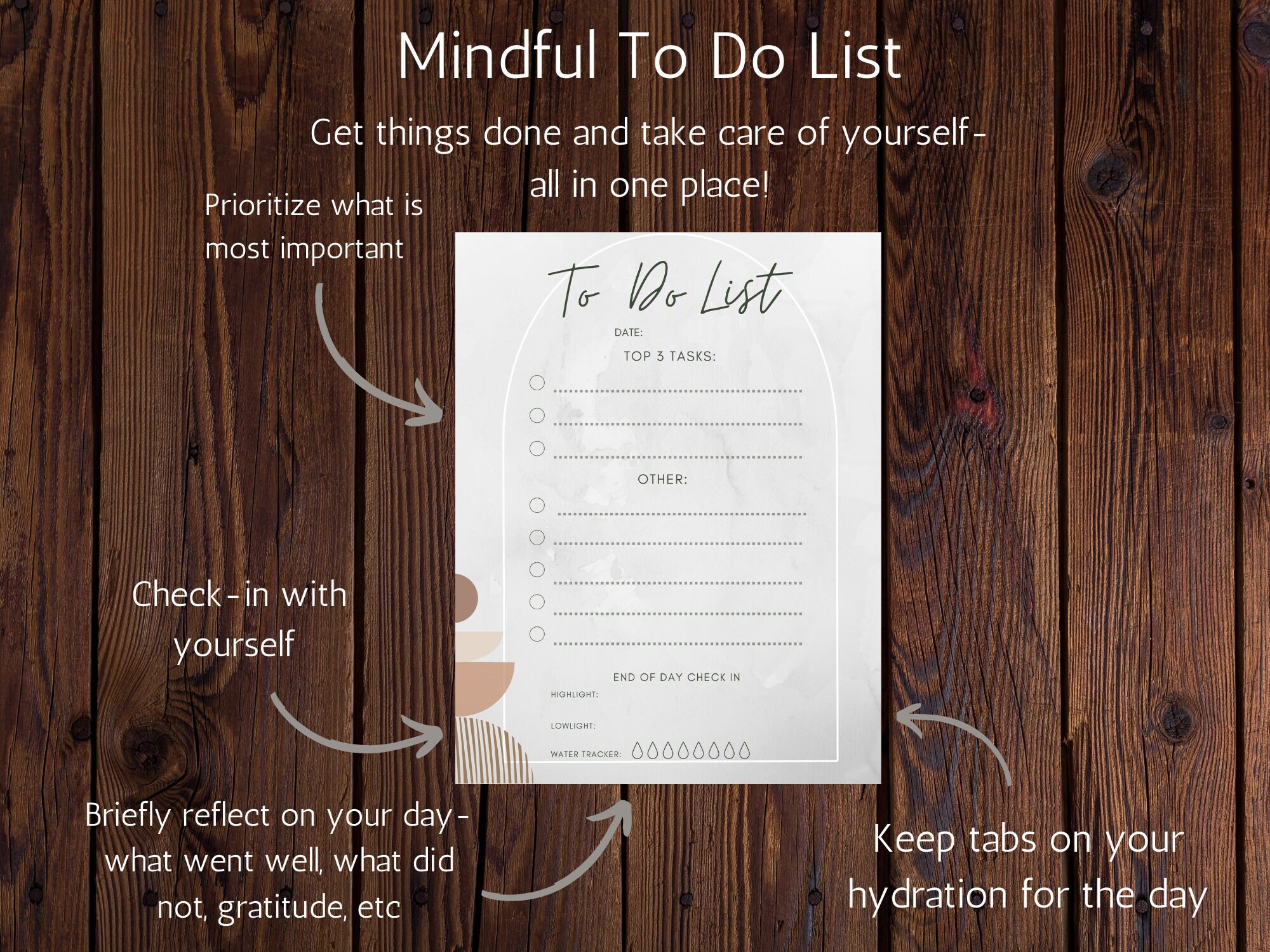 Mindful Daily To-do List, Digital Journal, Instant Download, Printable ...