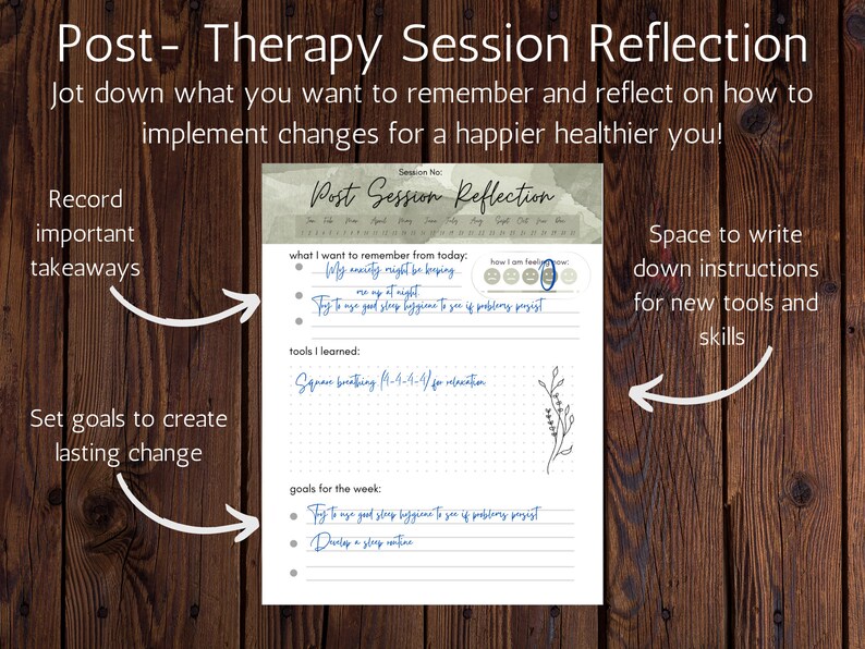 Therapy Worksheets, Pre Therapy Session and Post Therapy Session Reflection, Digital Journal ...