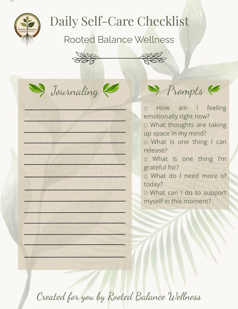 Printable Daily Wellness Checklist - Etsy