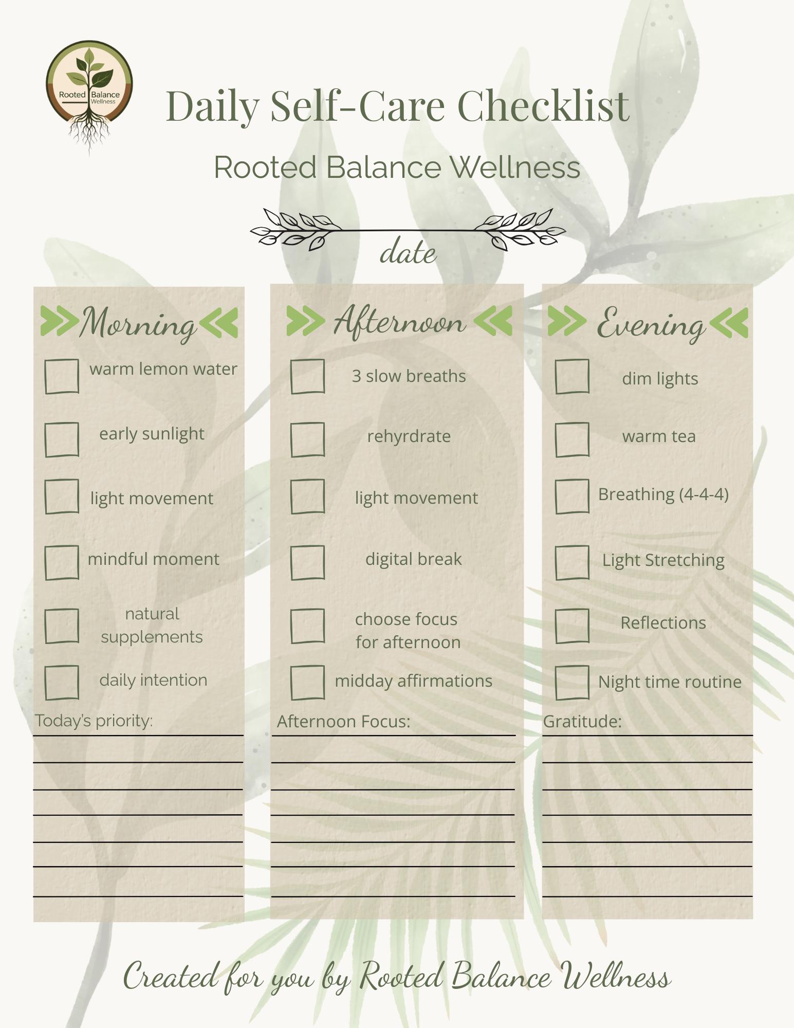 Printable Daily Wellness Checklist - Etsy