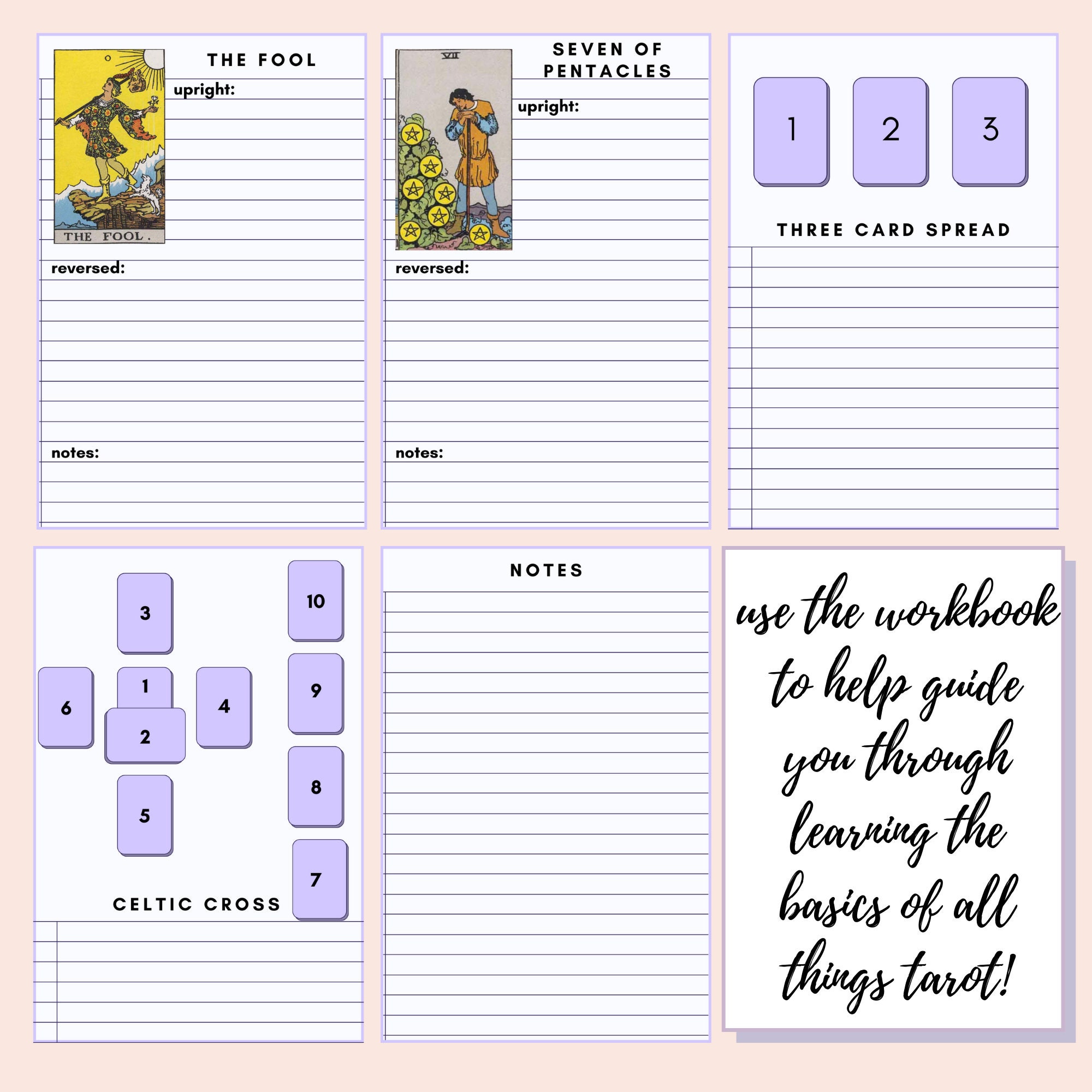 Digital Beginners Guide to Tarot Guided Tarot Workbook & Journal to ...