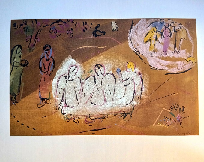 Marc CHAGALL Abraham and the Three Angels 2, Beautiful Lithograph in ...