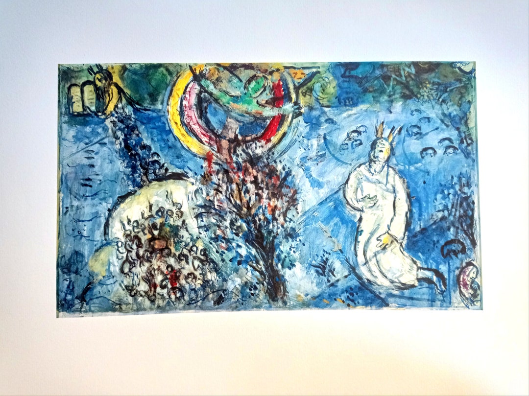 Marc CHAGALL Moses and Burning Tree, Beautiful Lithograph in Limited ...