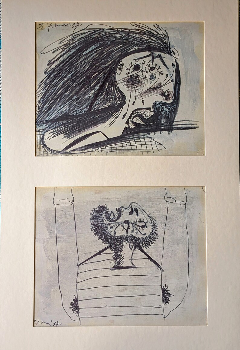Pablo Picasso Two Studies of Characters Original Preparatory Sketches ...