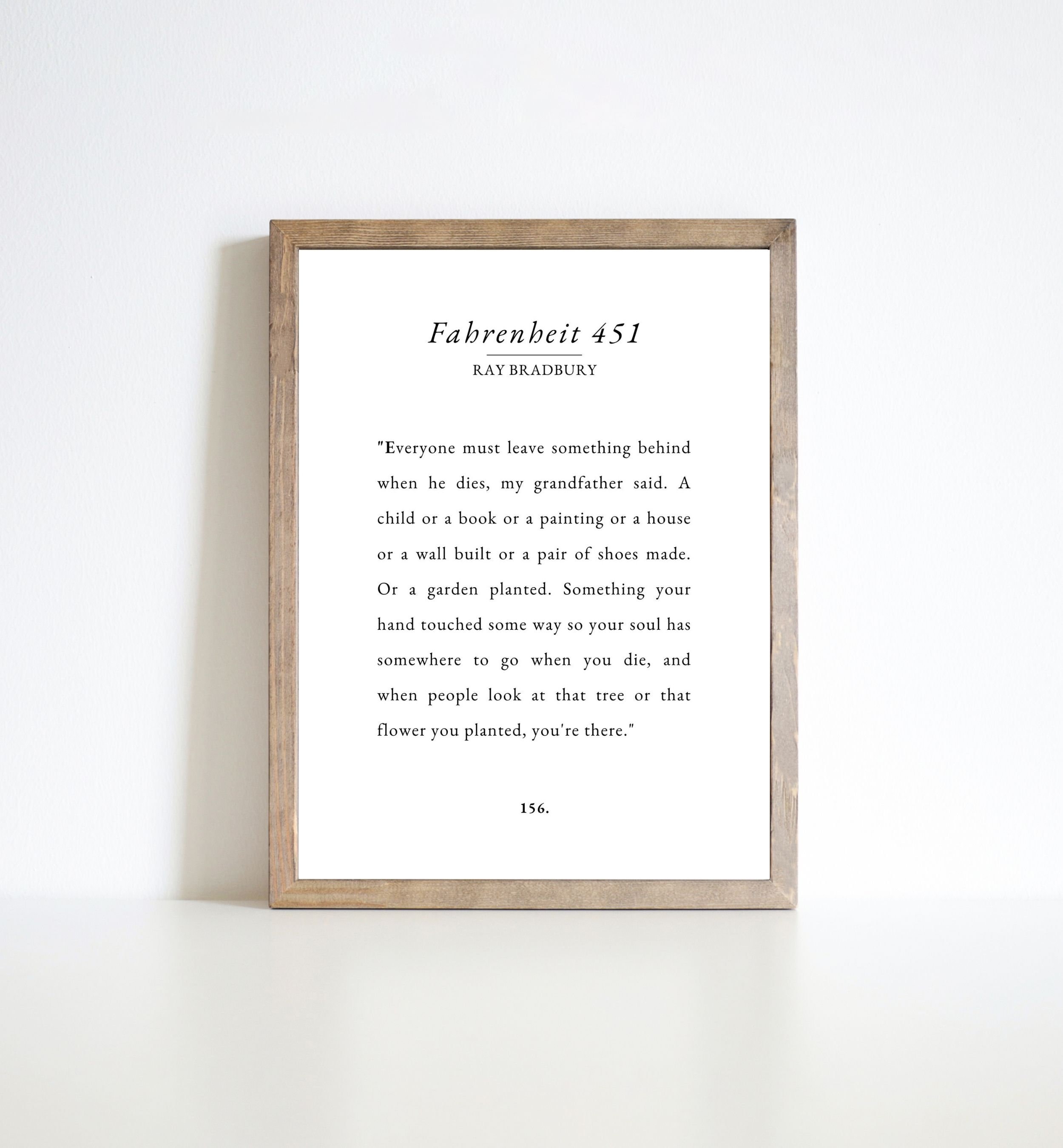 Fahrenheit 451 Print | Printable Book Quote | Literary Quote Wall Art ...