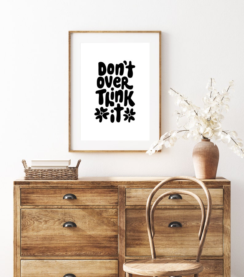 Don't Overthink It Printable Poster | Mental Health Wall Art Printable ...