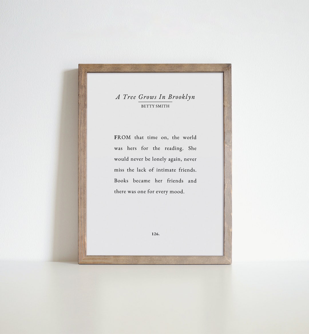 A Tree Grows in Brooklyn Poster | Bookish Quote Art | Gift for Book ...