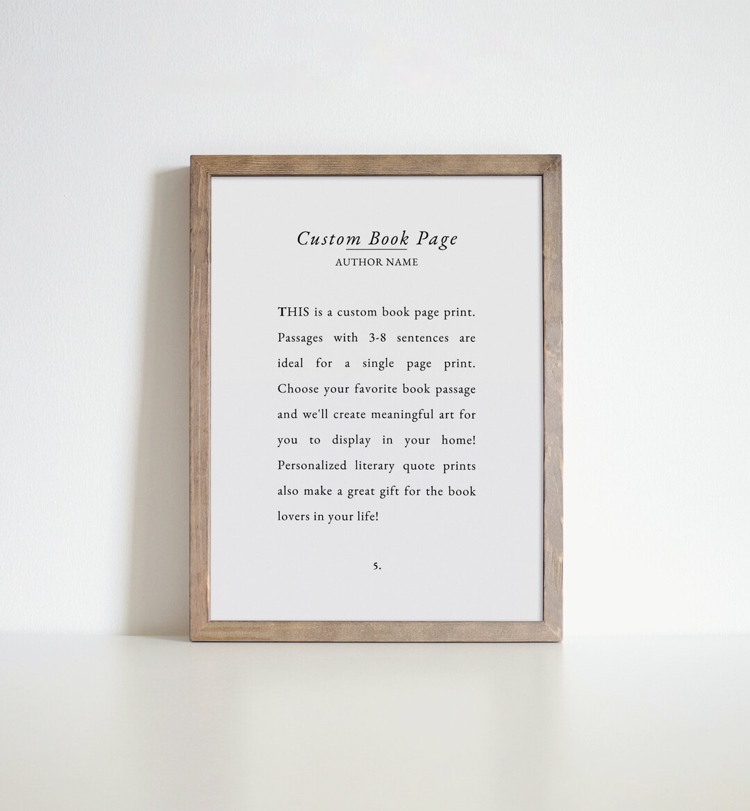 CUSTOM Book Page Printable | Custom Quote Print Sign | Personalized ...