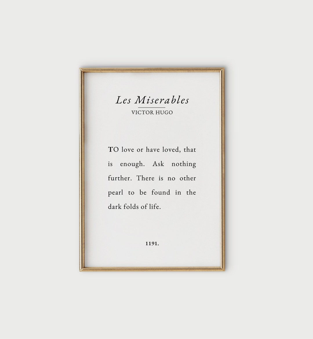 Les Miserables Quote Print Literary Wall Art Black and - Etsy UK