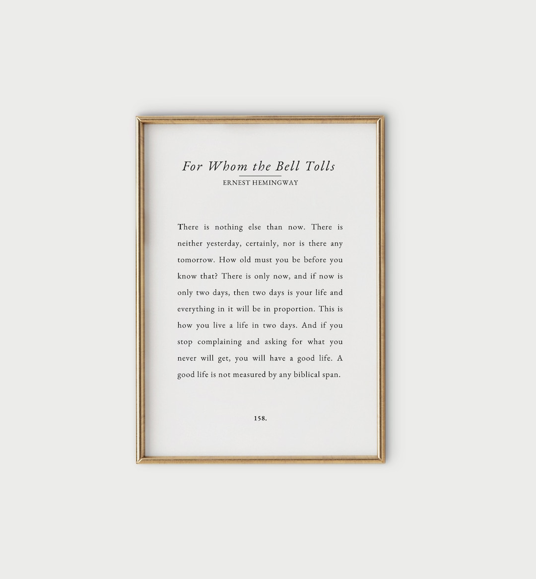 Ernest Hemingway Quote | Book Quote Poster | Hemingway Wall Art ...