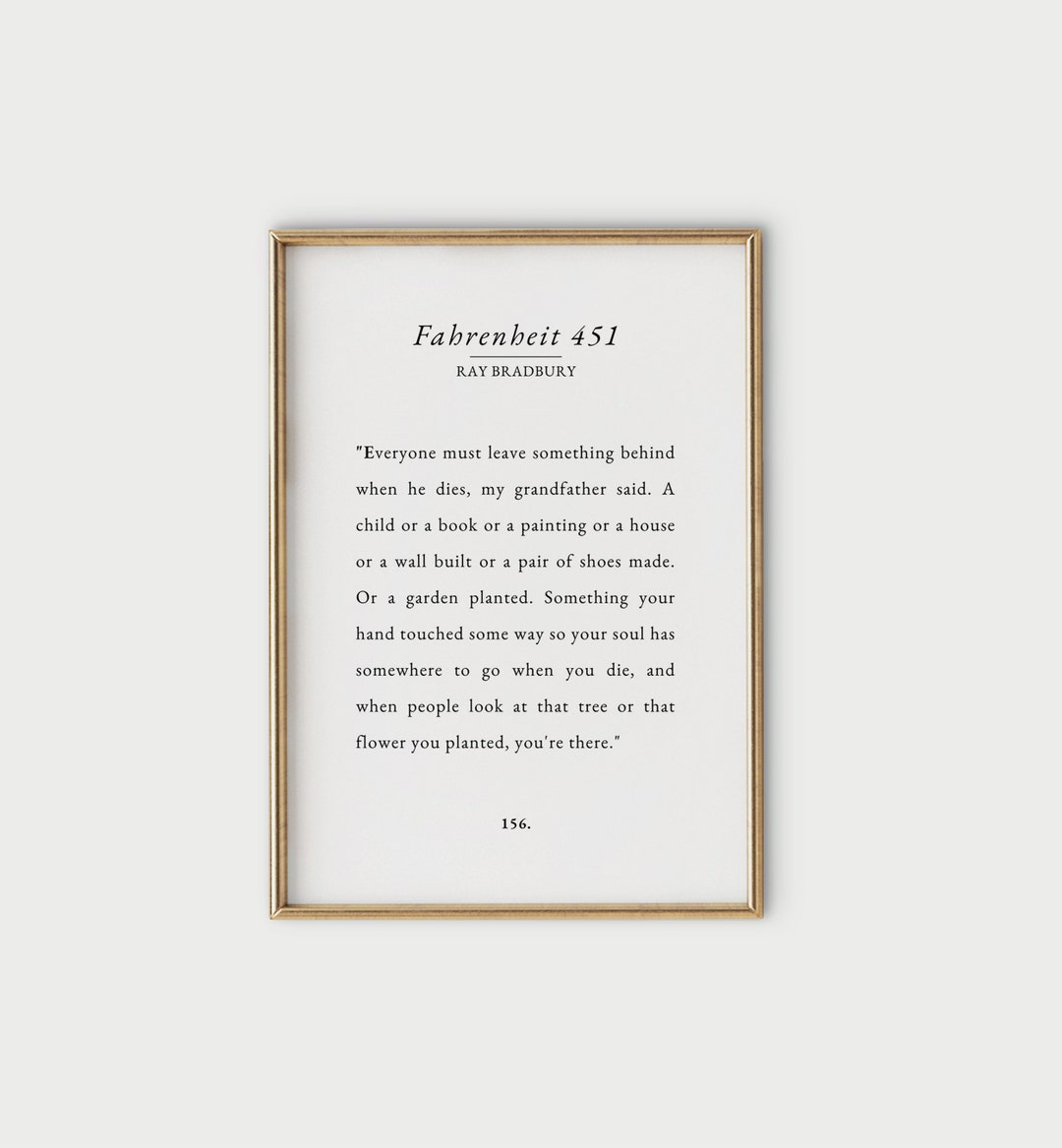 Fahrenheit 451 Print | Printable Book Quote | Literary Quote Wall Art ...