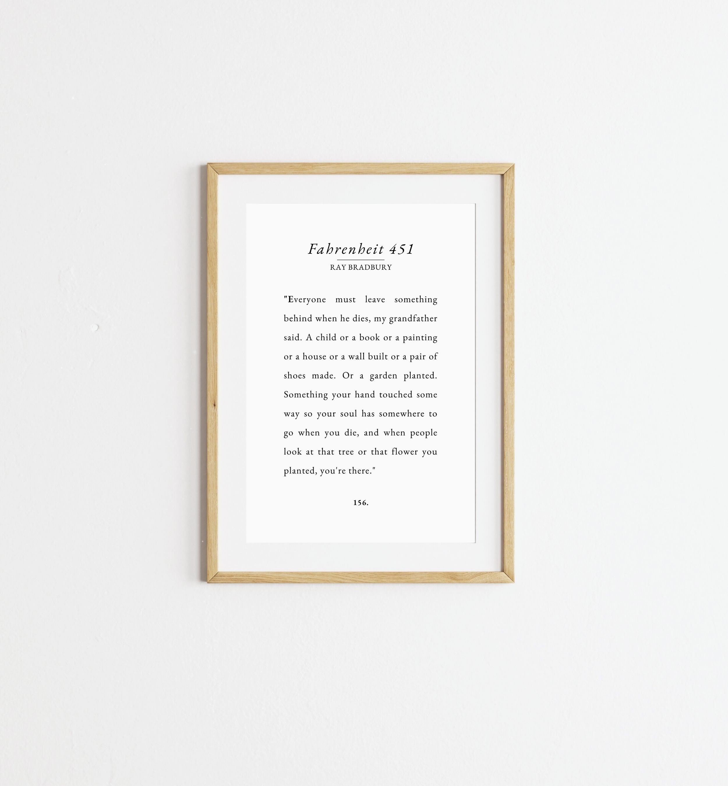 Fahrenheit 451 Print | Printable Book Quote | Literary Quote Wall Art ...