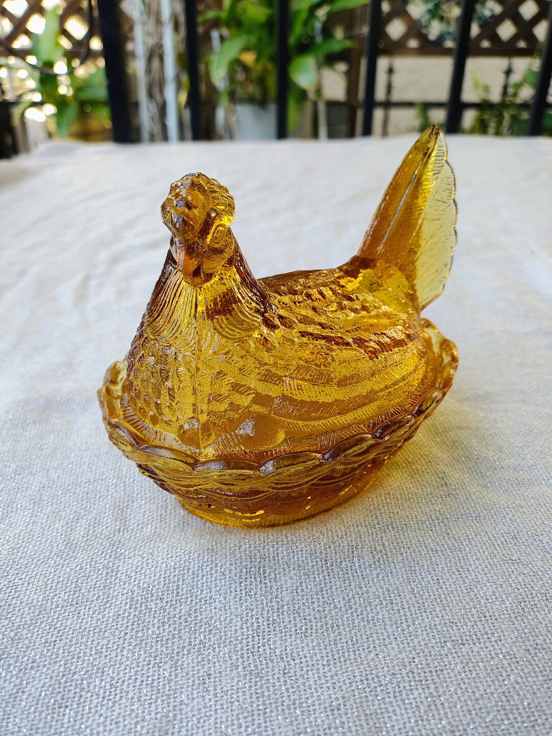 Vintage Amber Glass Hen Candy Dish With Lid - Etsy