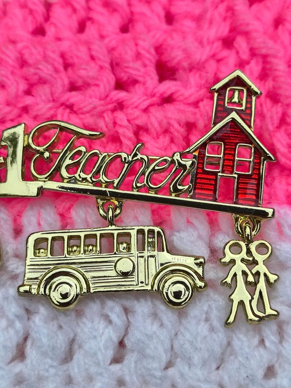 Vintage Danecraft Number 1 Teacher Brooch Pin School… - Gem