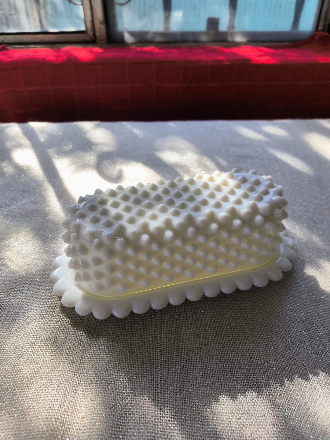 Fenton White Hobnail Butter Dish - Etsy