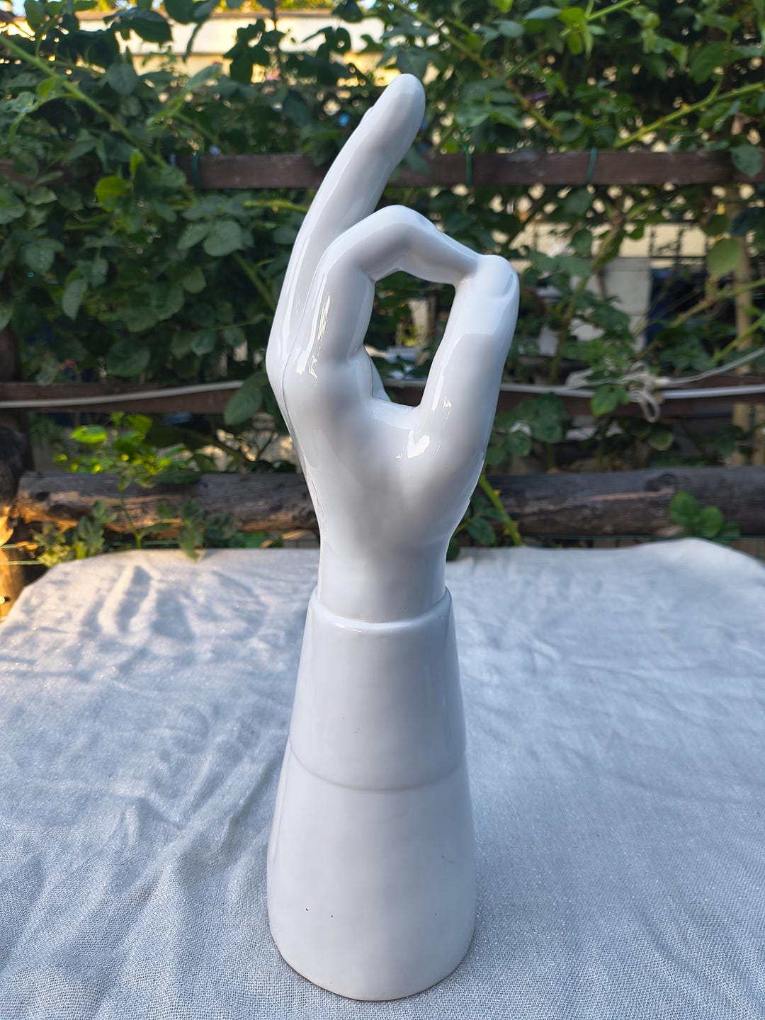 16" White Ceramic Figural Hand Sculpture Statue OK Gesture - Etsy