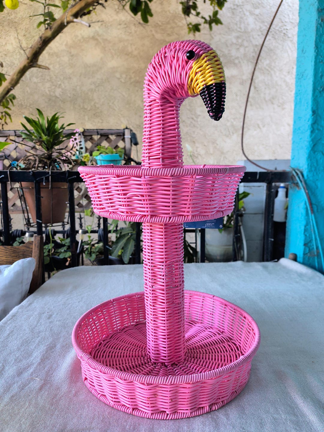 Ciroa Hello Summer Pink Flamingo 2 Tier Serving Stand Resin Wicker - Etsy