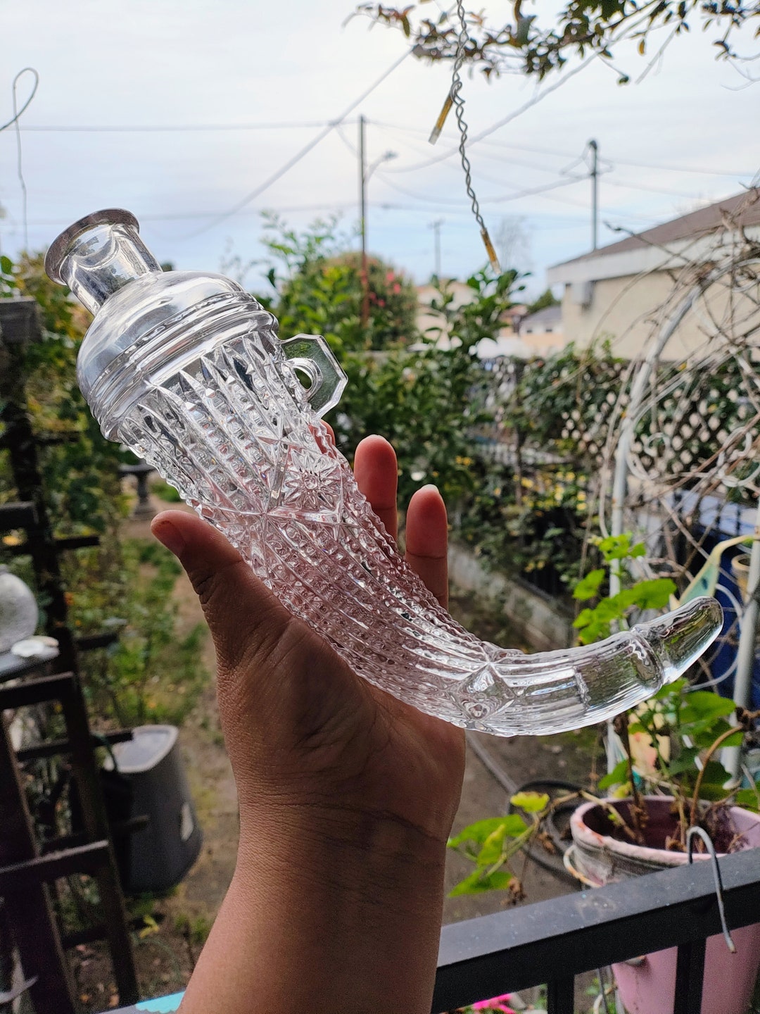 Vintage Press Glass Car Flask Vase Decanter "horn OF Plenty" C.-1920's ...