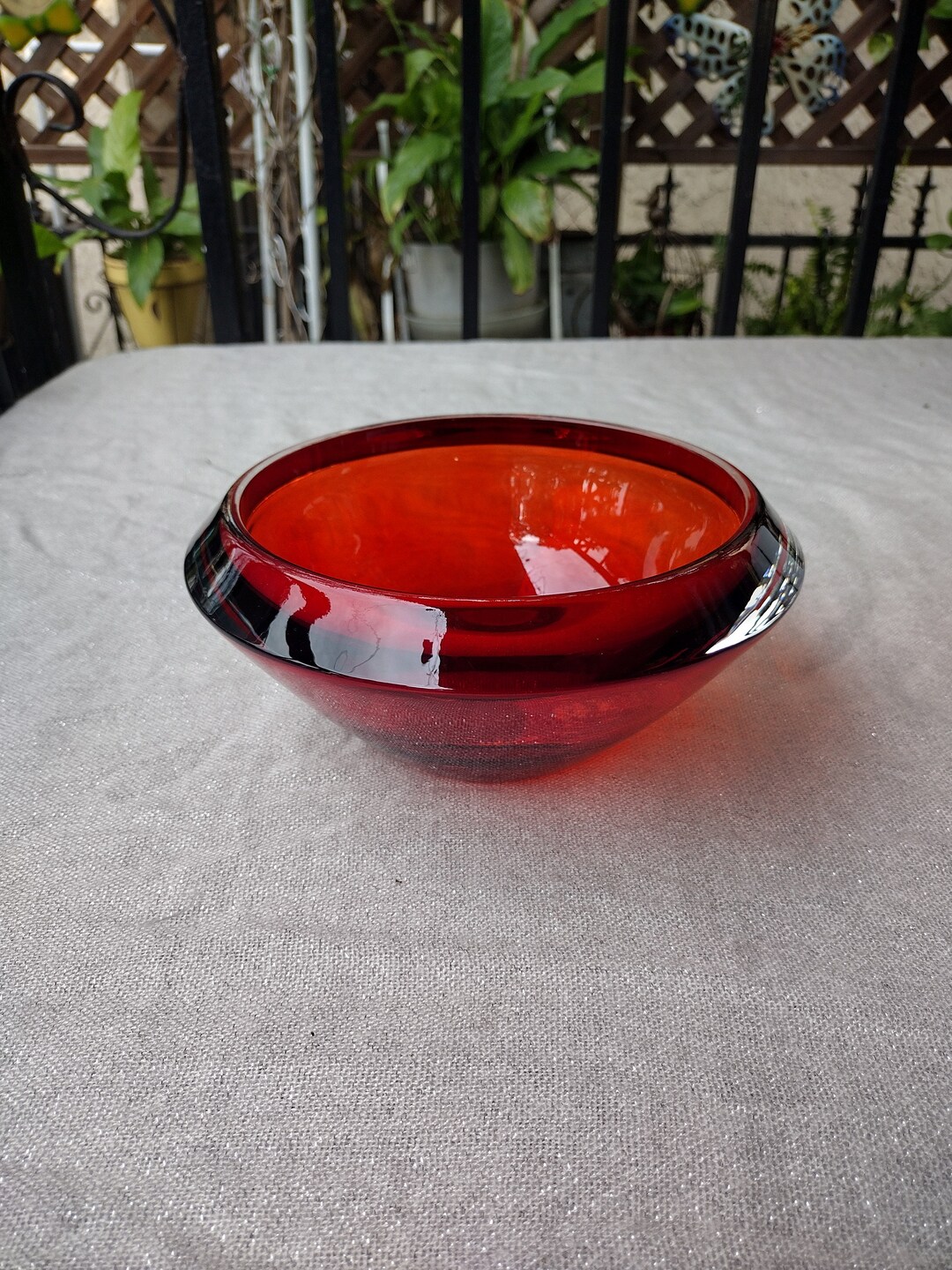 Teleflora Thick Heavy Ruby Red Glass Flared Bowl Vase - Etsy