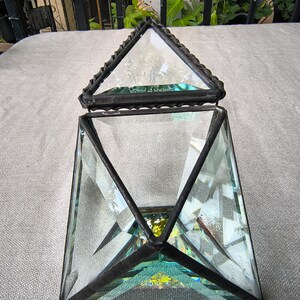 Vintage 1988 Handmade Glass Leaded Pyramid Mirrored Curio Display Case ...