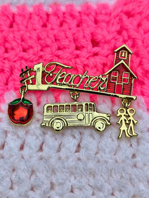 Vintage Danecraft Number 1 Teacher Brooch Pin School… - Gem