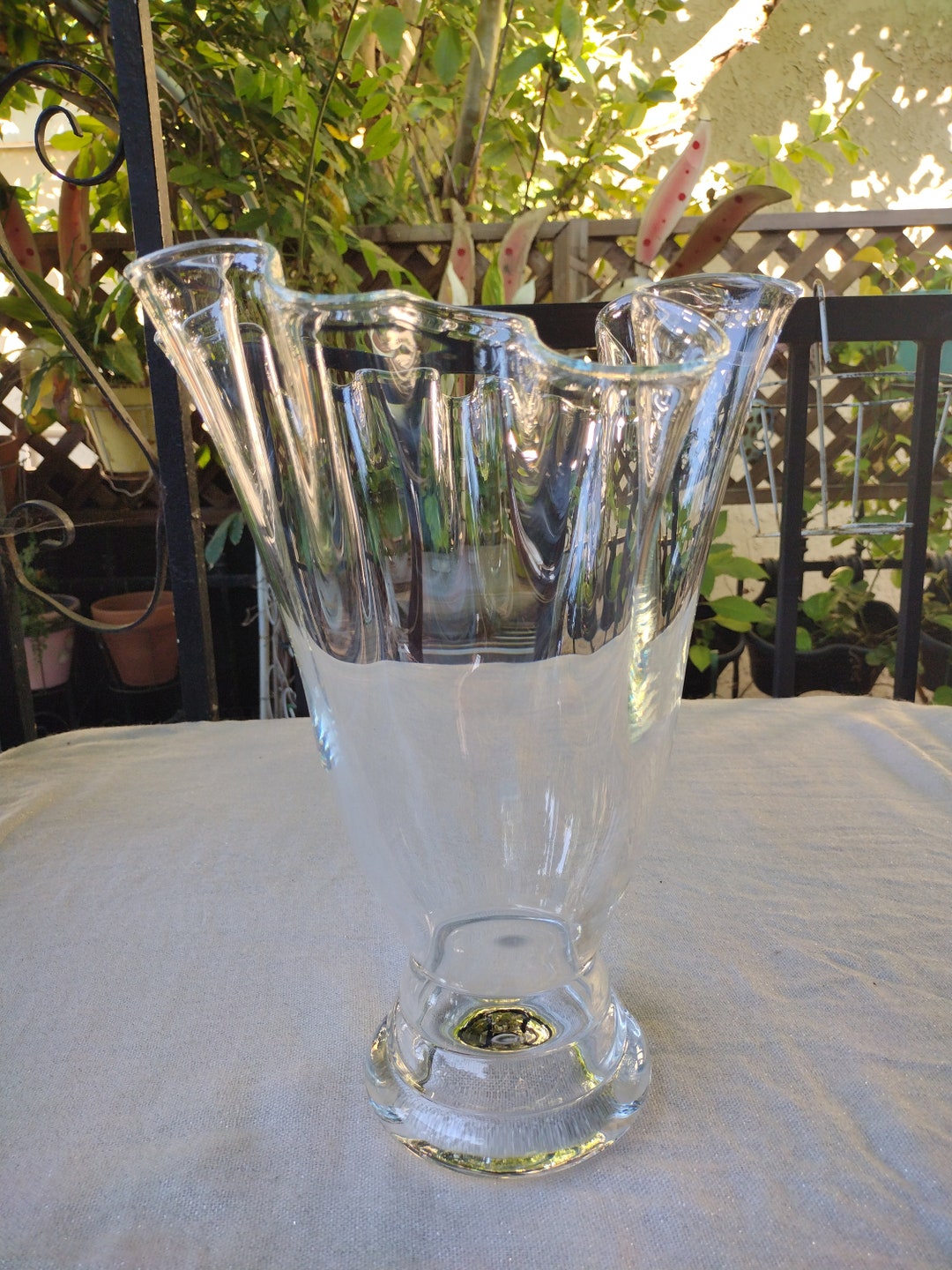 Alicja Poland Handkerchief Large Clear Glass Vase Etsy