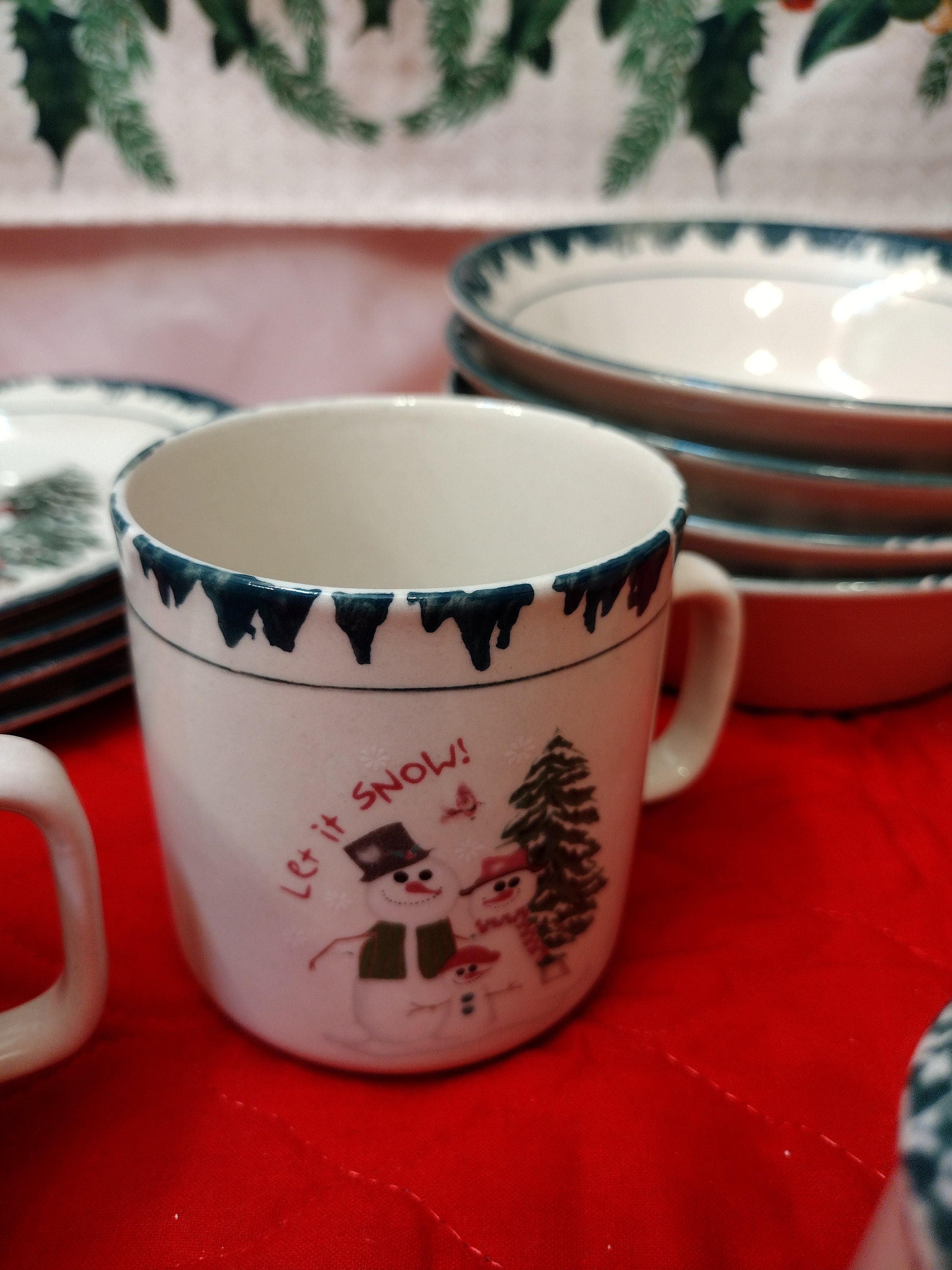 Christmas Snowman 18 Piece Dinnerware Set - Etsy