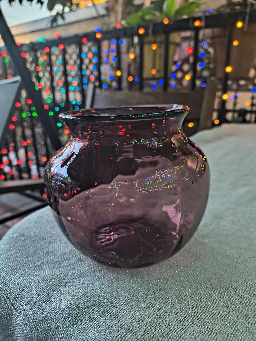 Pilgrim Glass Purple Ribbed Ball Vase 5" - Etsy