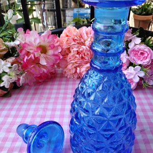 Unique Mid Century Electric Blue Diamond Star Cut Decanter With Stopper ...