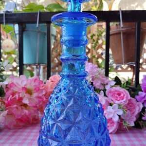 Unique Mid Century Electric Blue Diamond Star Cut Decanter With Stopper ...