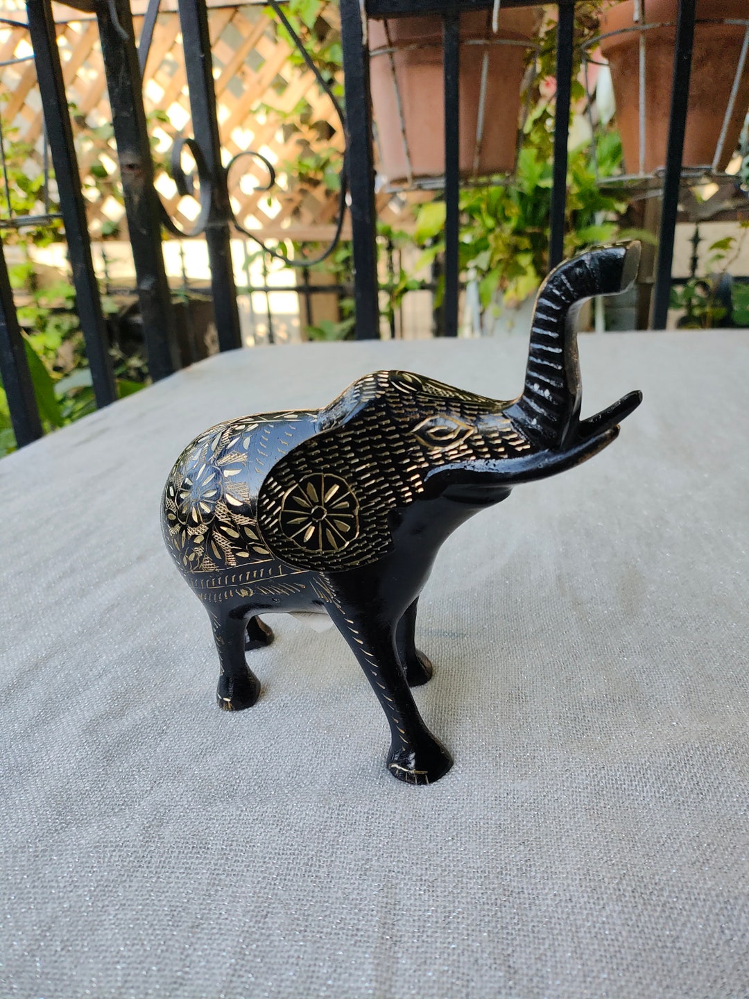 Black and Gold Heavy Metal Elephant Figurine Made in India - Etsy