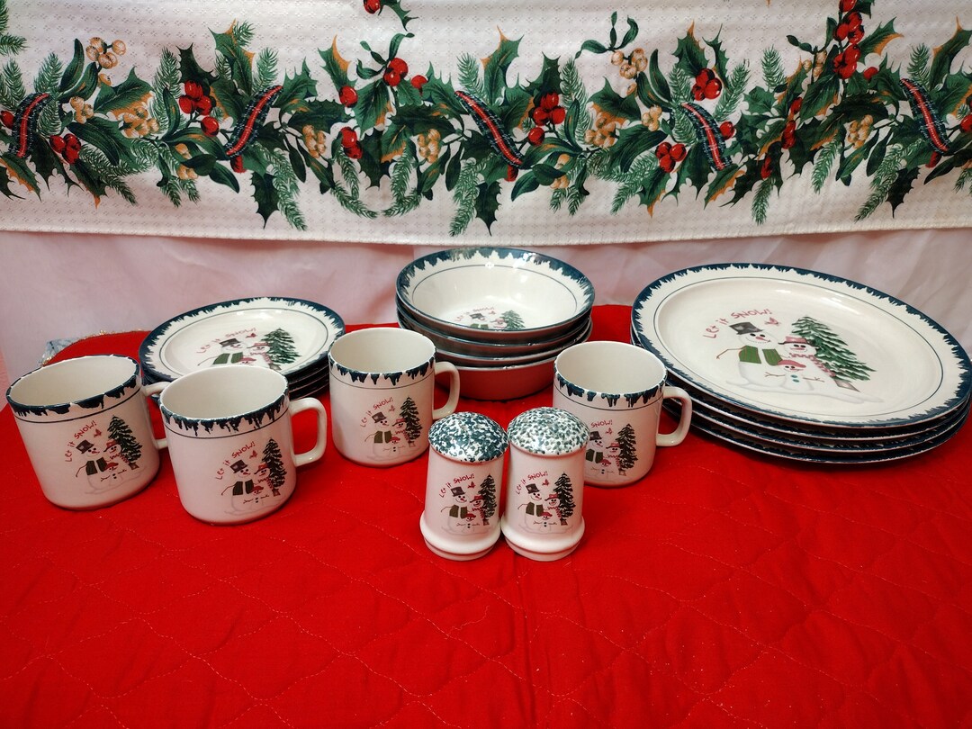 Christmas Snowman 18 Piece Dinnerware Set - Etsy