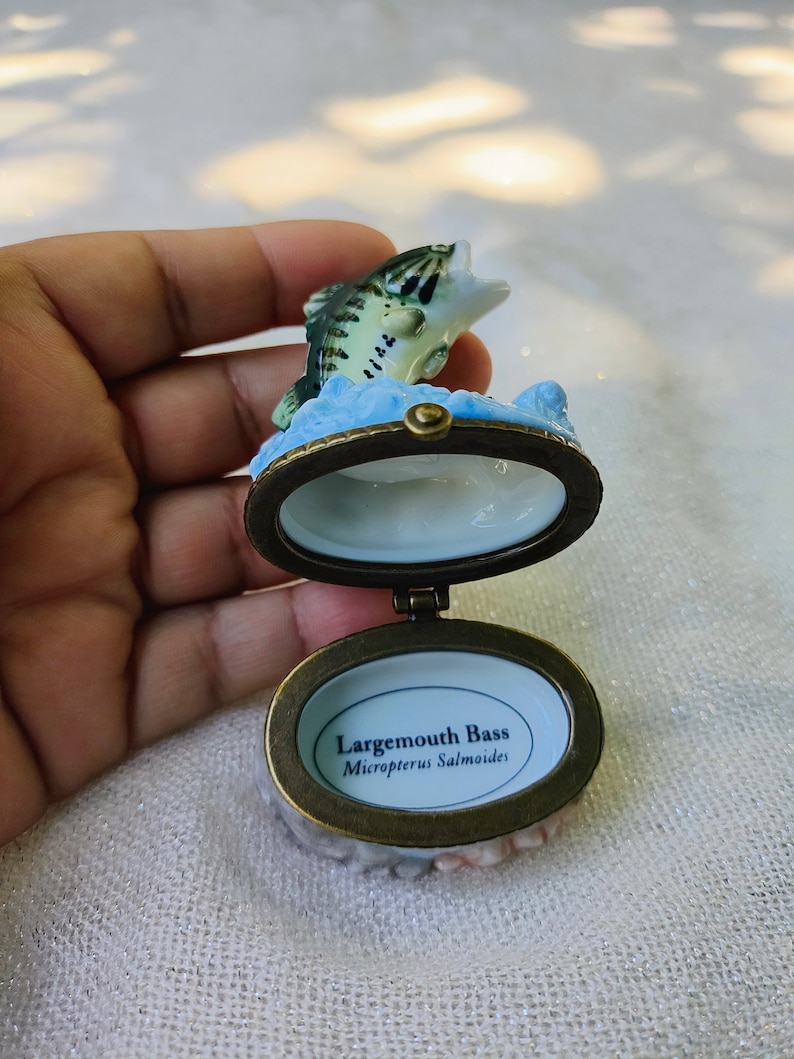 PHB Porcelain Trinket Box Largemouth Bass Bait Hook Midwest Cannon ...