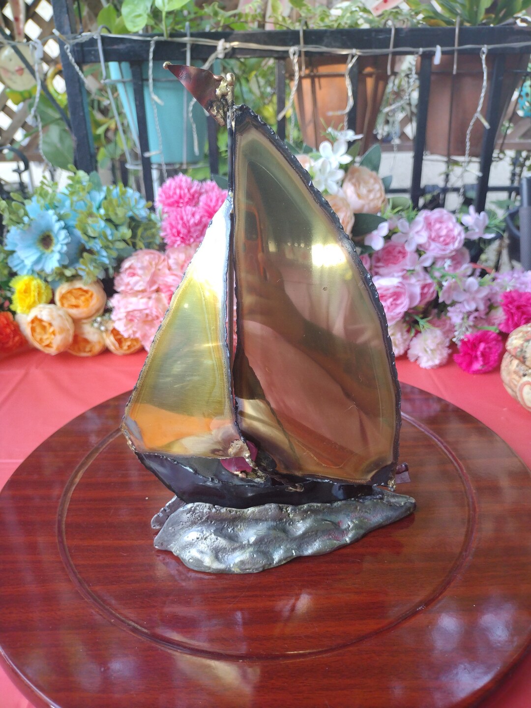 11 Mid Century Era Metal Sail Boat Sculpture Cast Metal Base - Etsy