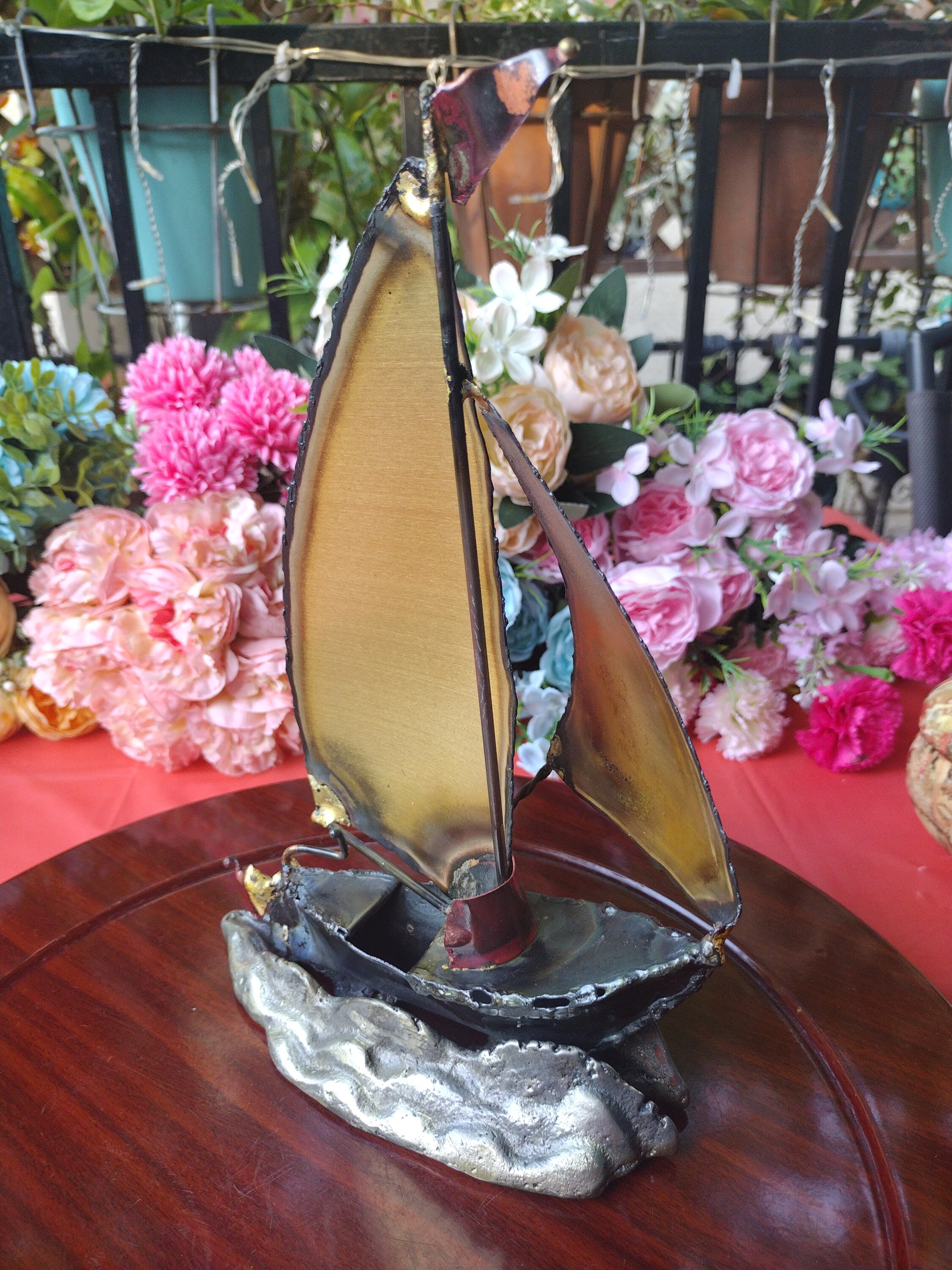 11 Mid Century Era Metal Sail Boat Sculpture Cast Metal Base - Etsy