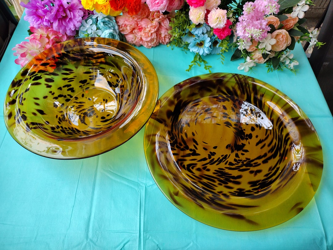 Vintage Hand Made Tortoise Shell Serving Bowl and Matching Platter ...