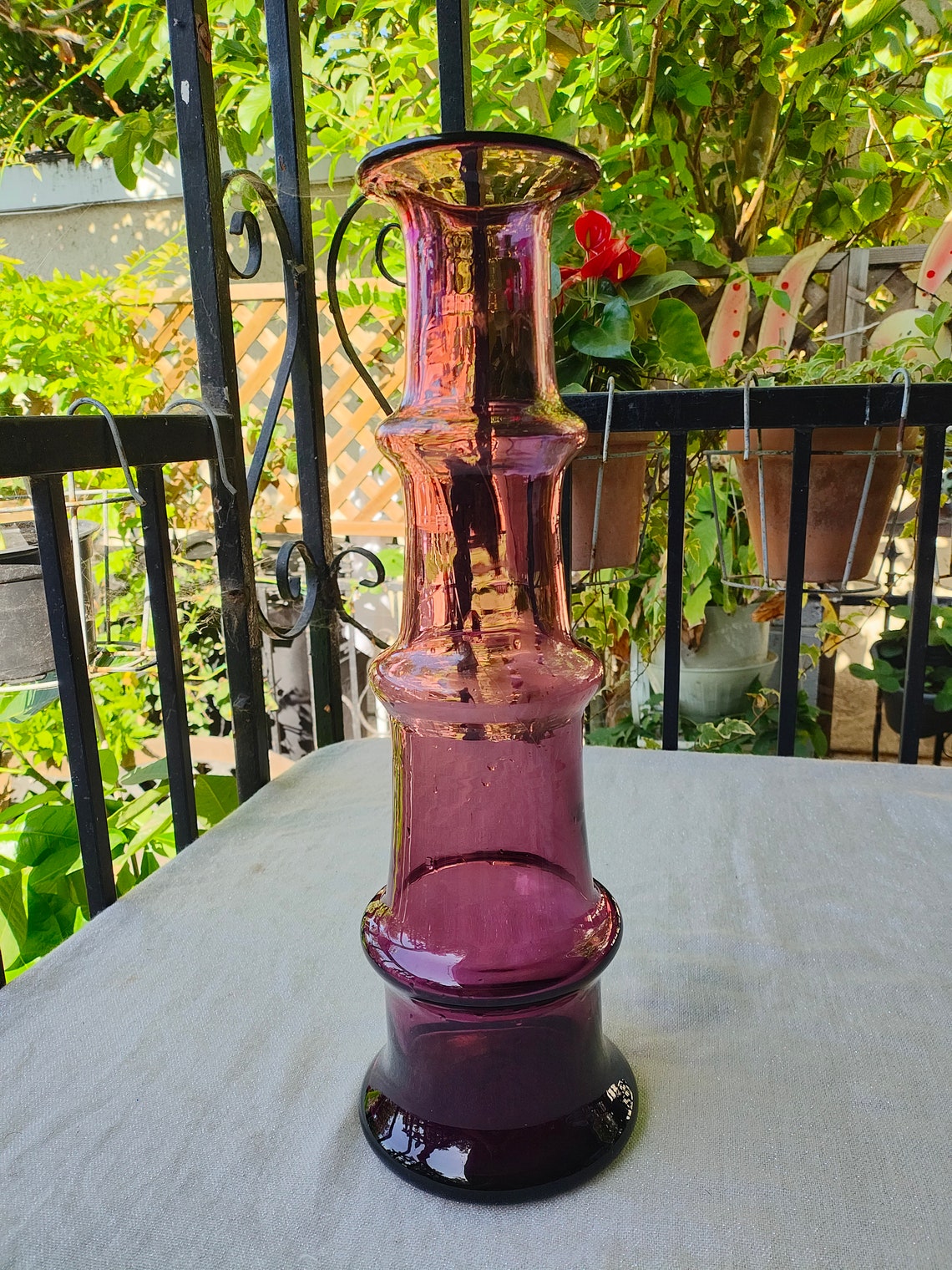 Blenko Glass Bamboo Vase 5716 Amethyst Purple Wayne Husted Mid Century ...
