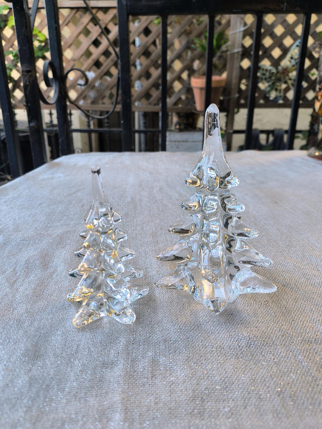 Set of 2 Clear Glass Christmas Tree Figurines - Etsy