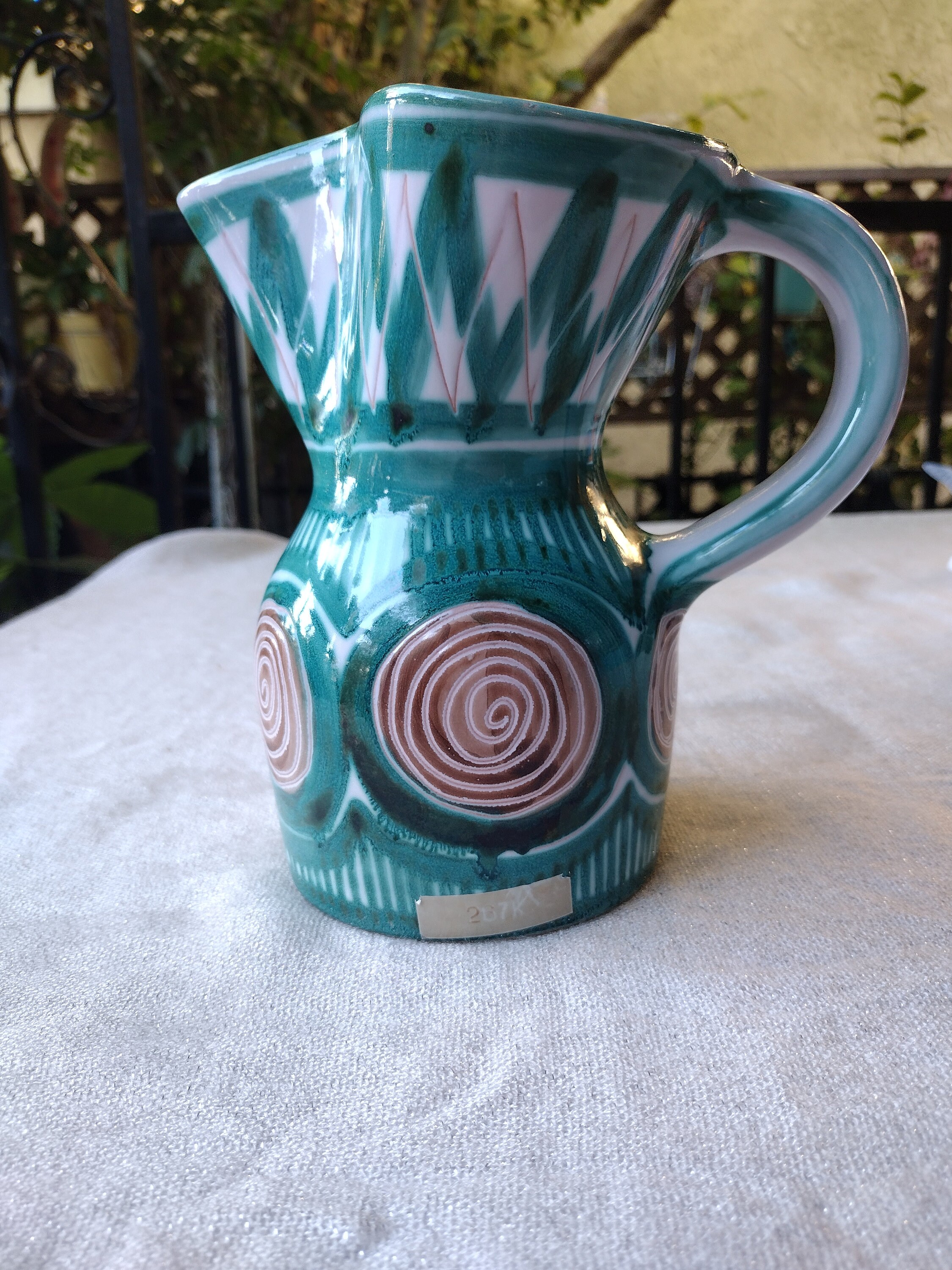 French Ceramic Pitcher in Green and Brown by Robert Picault for ...