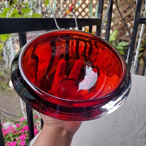 Teleflora Thick Heavy Ruby Red Glass Flared Bowl Vase - Etsy