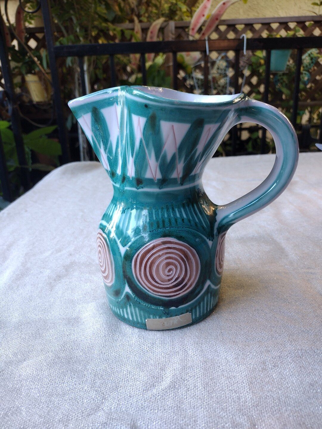 French Ceramic Pitcher in Green and Brown by Robert Picault for ...