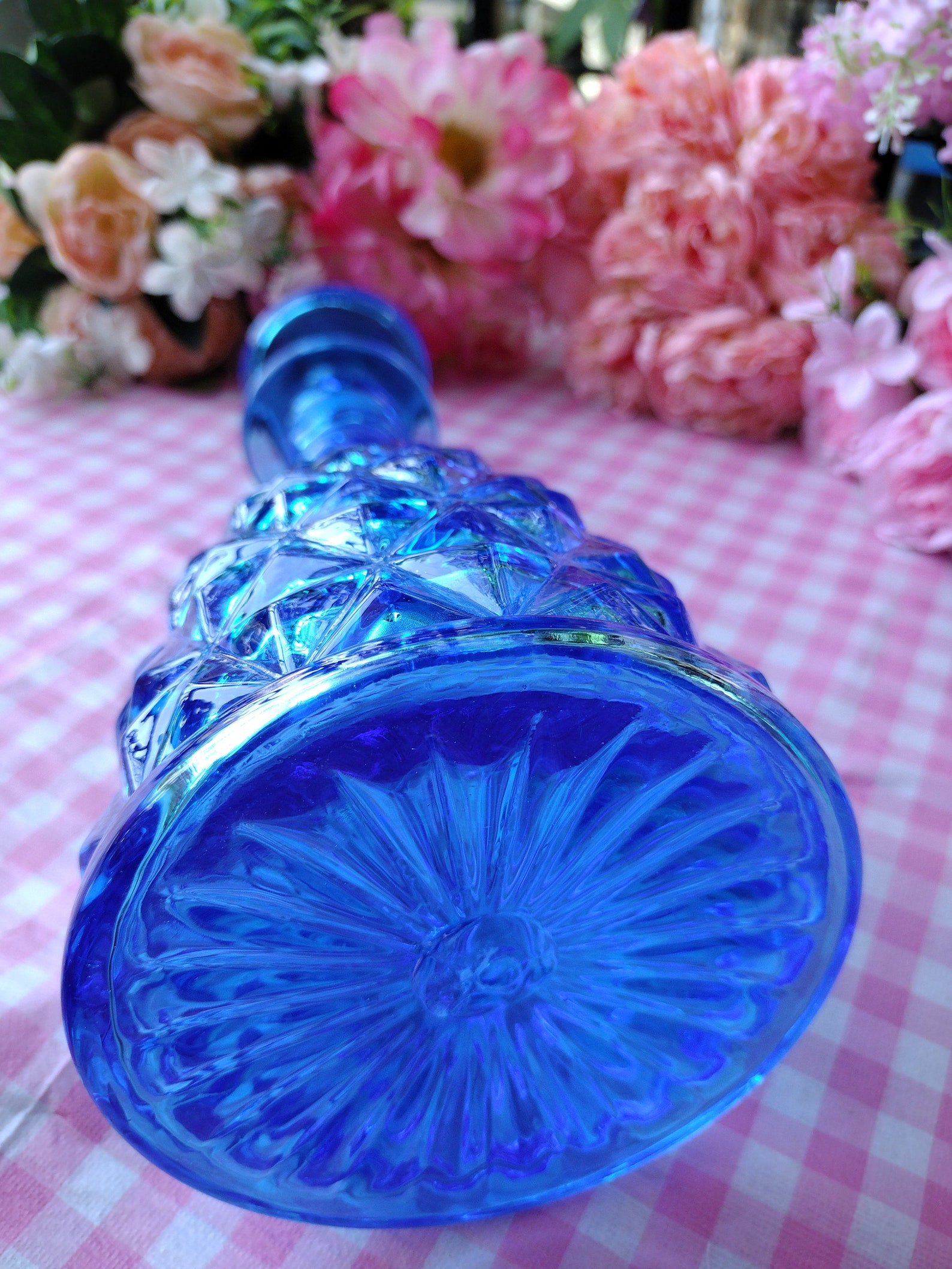 Unique Mid Century Electric Blue Diamond Star Cut Decanter With Stopper ...