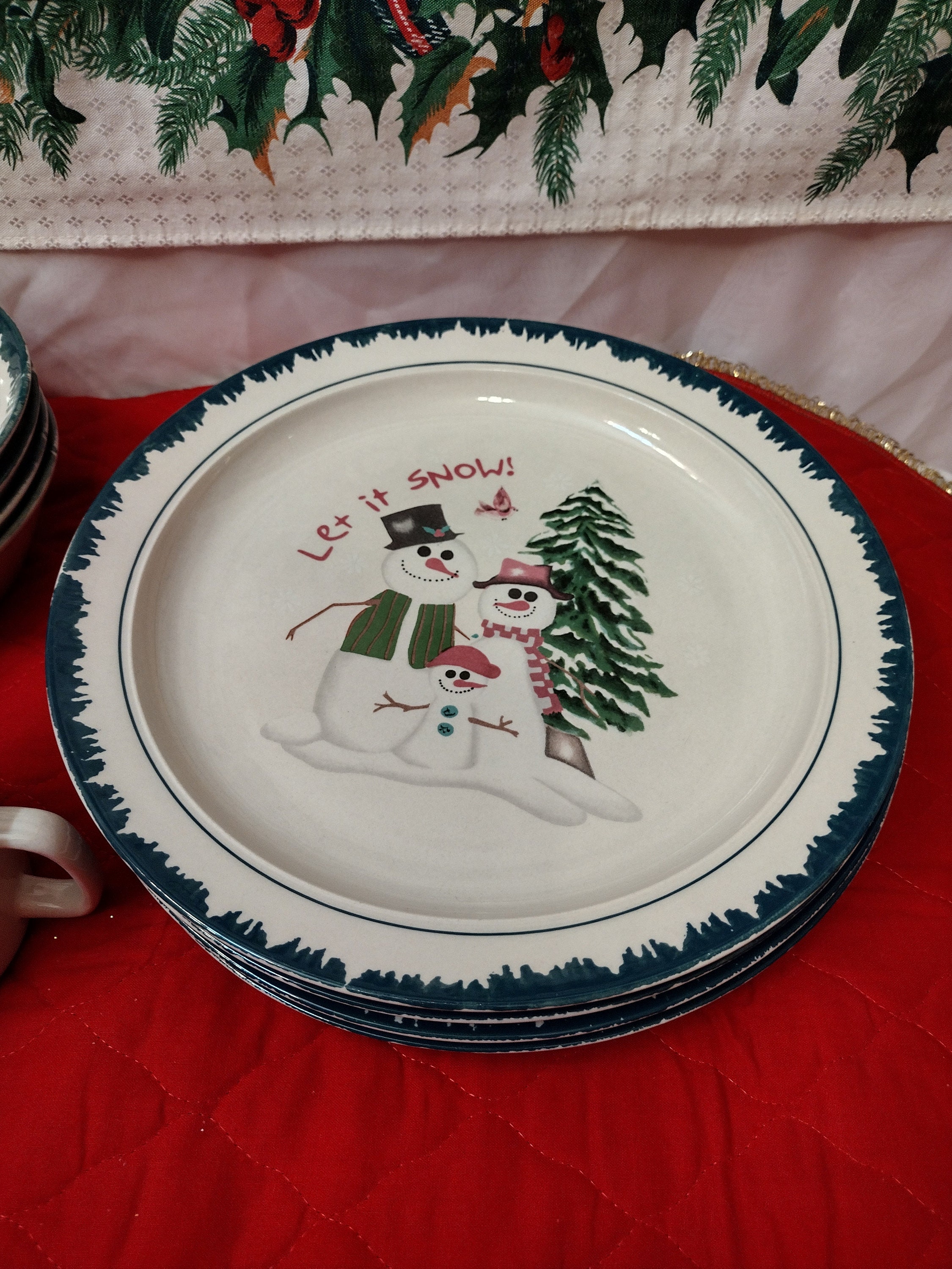 Christmas Snowman 18 Piece Dinnerware Set - Etsy