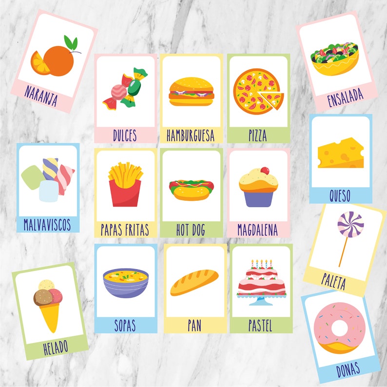 16 Food Flashcard, Interactive Cards, Montessori Cards, Kids Cards ...