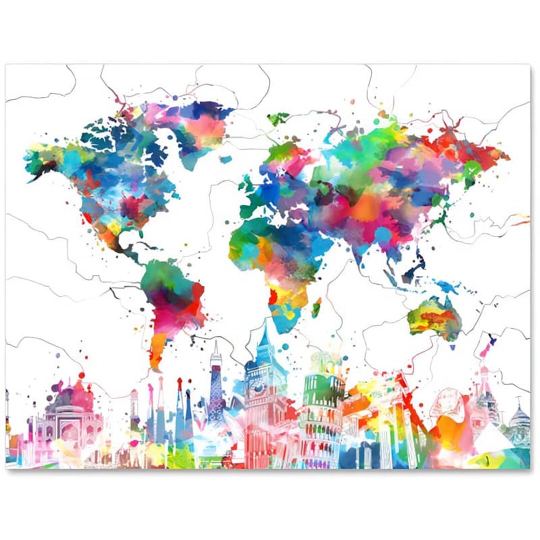 Diamond Painting World Map Sights Colorful - Etsy