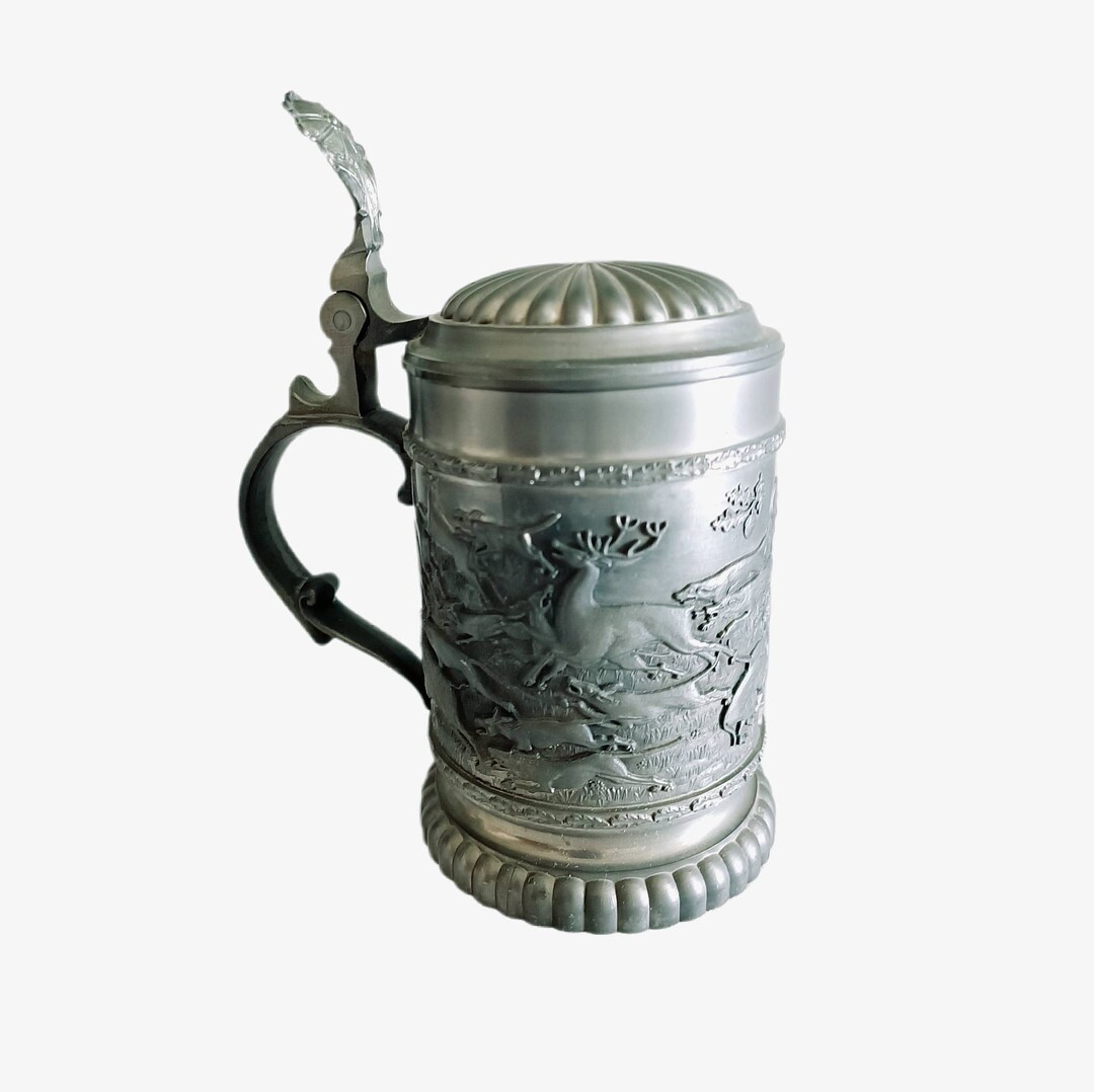 Antique Tin Jug With Lid, Hunting Design - Etsy